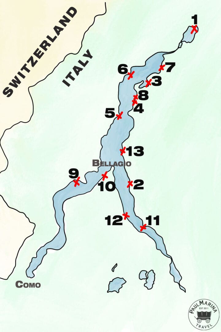 Swimming In Lake Como Map With Best Beaches